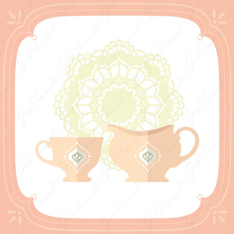 Pink Afternoon Tea Clipart Set PNG Cliparts on Transparent - Etsy UK