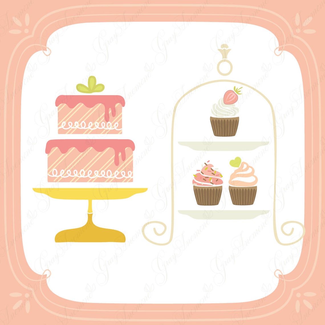 Pink Afternoon Tea Clipart Set PNG Cliparts on Transparent - Etsy UK