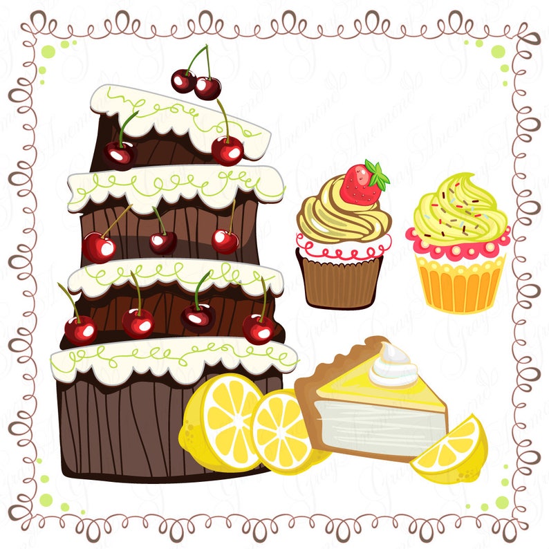 Decadent Desserts Baking Icon Set PNG Cliparts on Transparent - Etsy