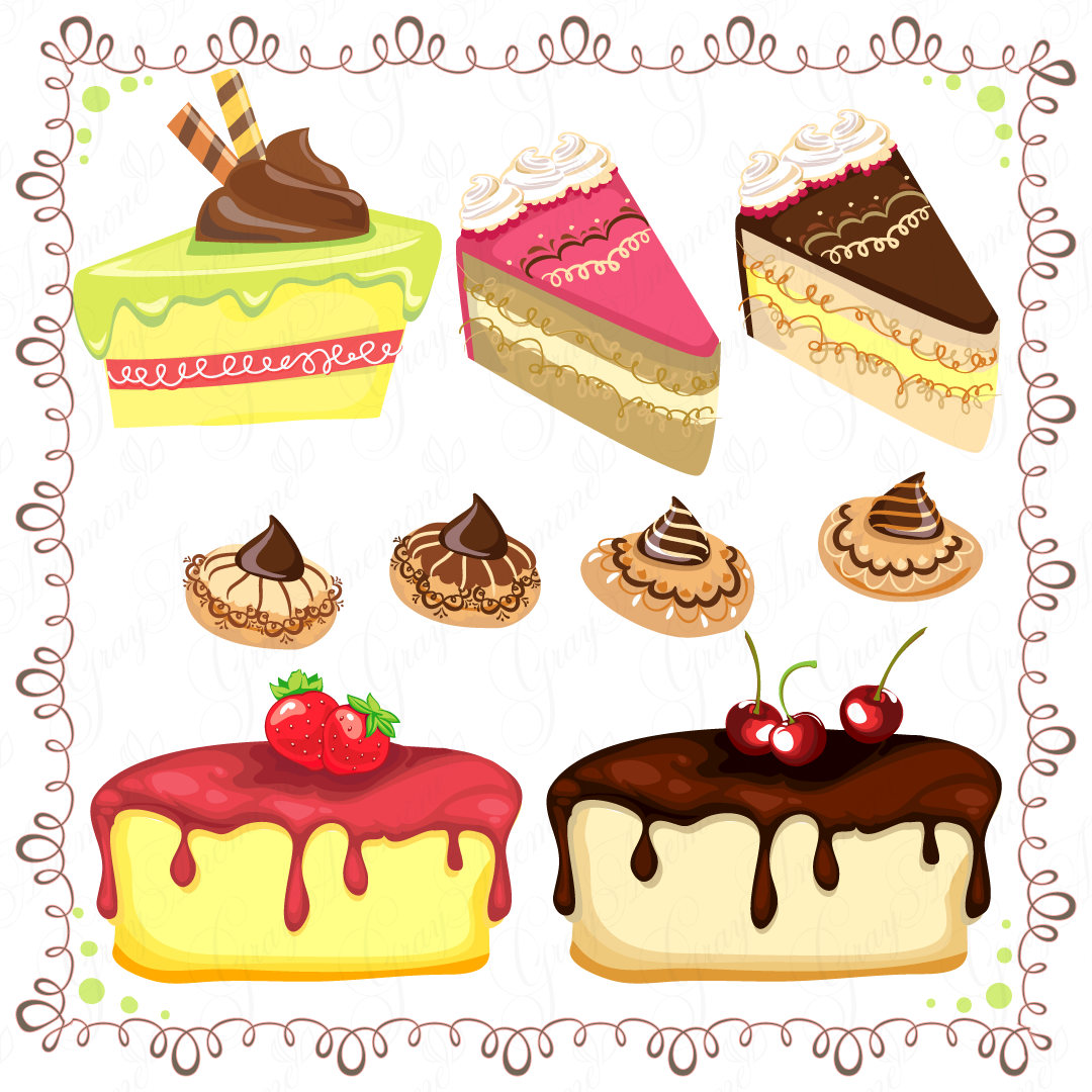 Decadent Desserts Baking Icon Set PNG cliparts on transparent | Etsy