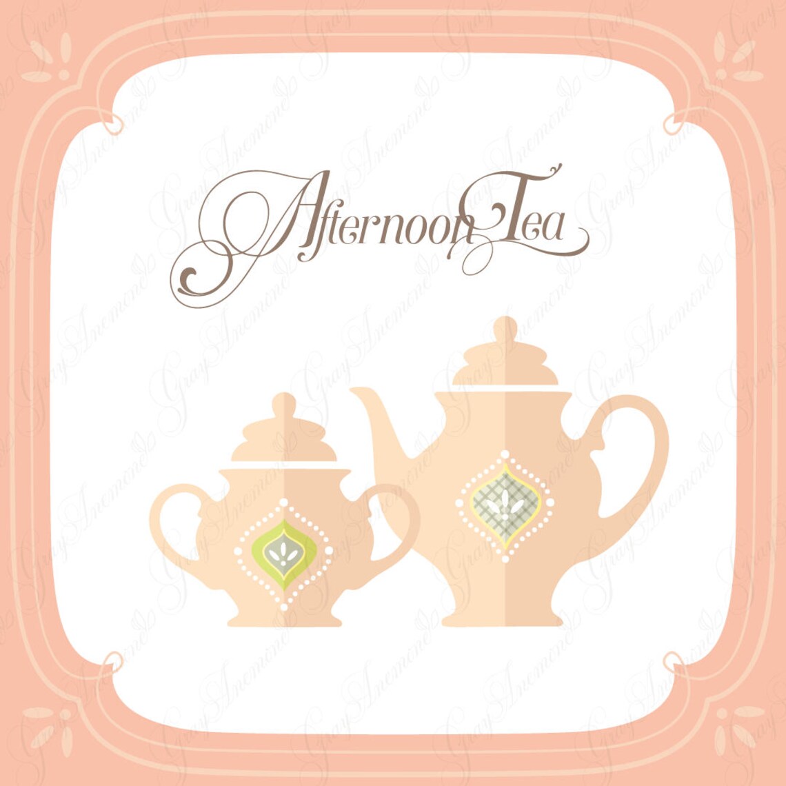 Pink Afternoon Tea Clipart Set PNG Cliparts on Transparent - Etsy UK