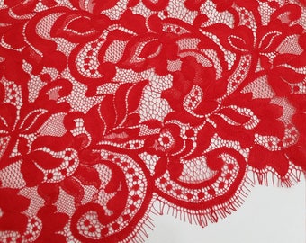 Red Lace Fabric - Etsy