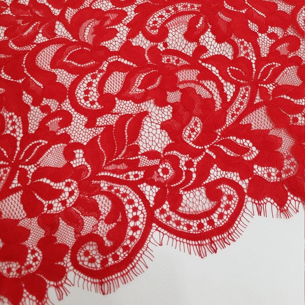 Red Lace Fabric - Etsy