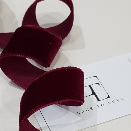 Dark Red Velvet Ribbon by the Yard Narrow Velvet Ribbon Red - Etsy
