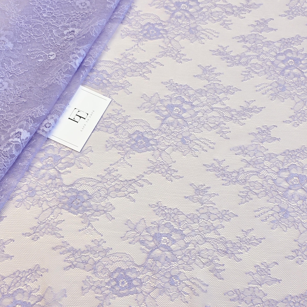Purple Lace Fabric, Light Lavender Lilac Color French Chantilly Lace ...