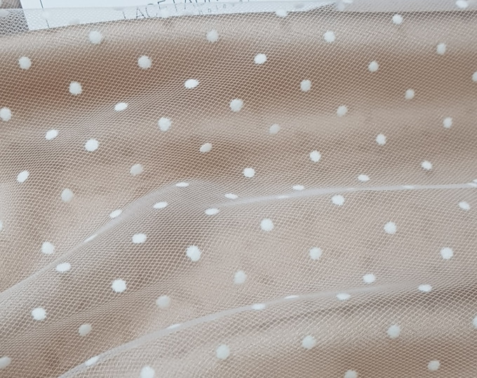 Off White Dots Tulle Sold per Meters, Delicate Invisible Tulle Fabric ...