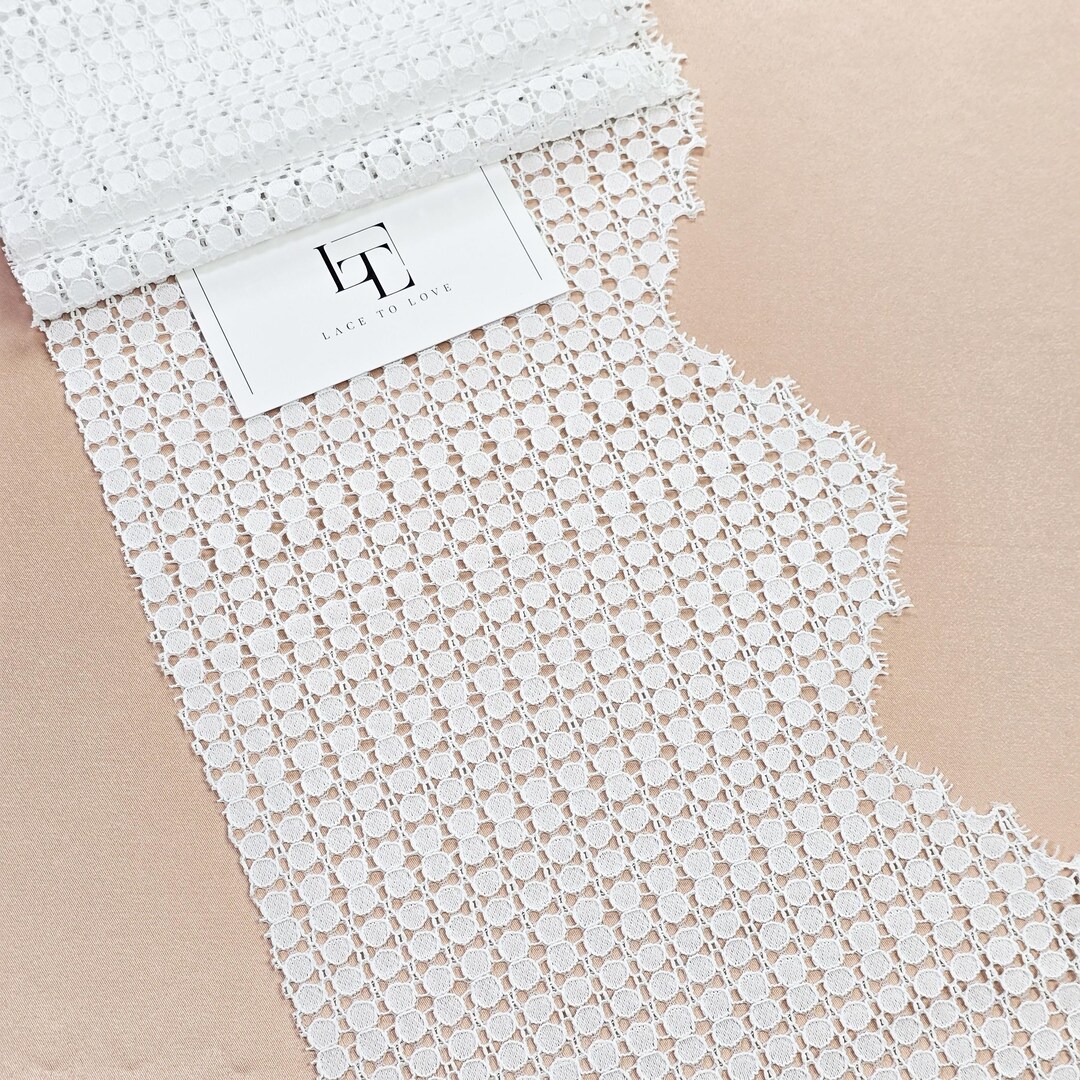 White Guipure Lace Edging, Pure White Geometric Spanish Alencon Lace ...