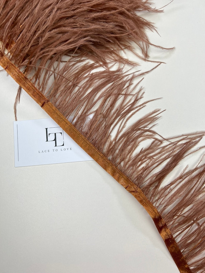 Brown Ostrich Feather Fringe Feather Trimming With Ribbon - Etsy