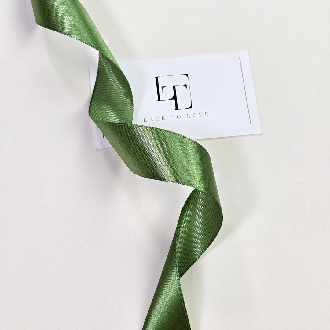 25mm Wide Green Double Side Satin Ribbon Sold by the Yard, Moss Green ...