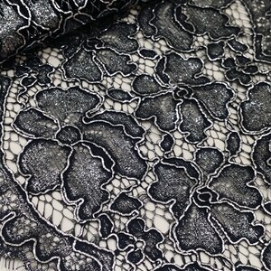 Black Lace Trimming With Silver Glitter, Shiny Silver Lace Border ...