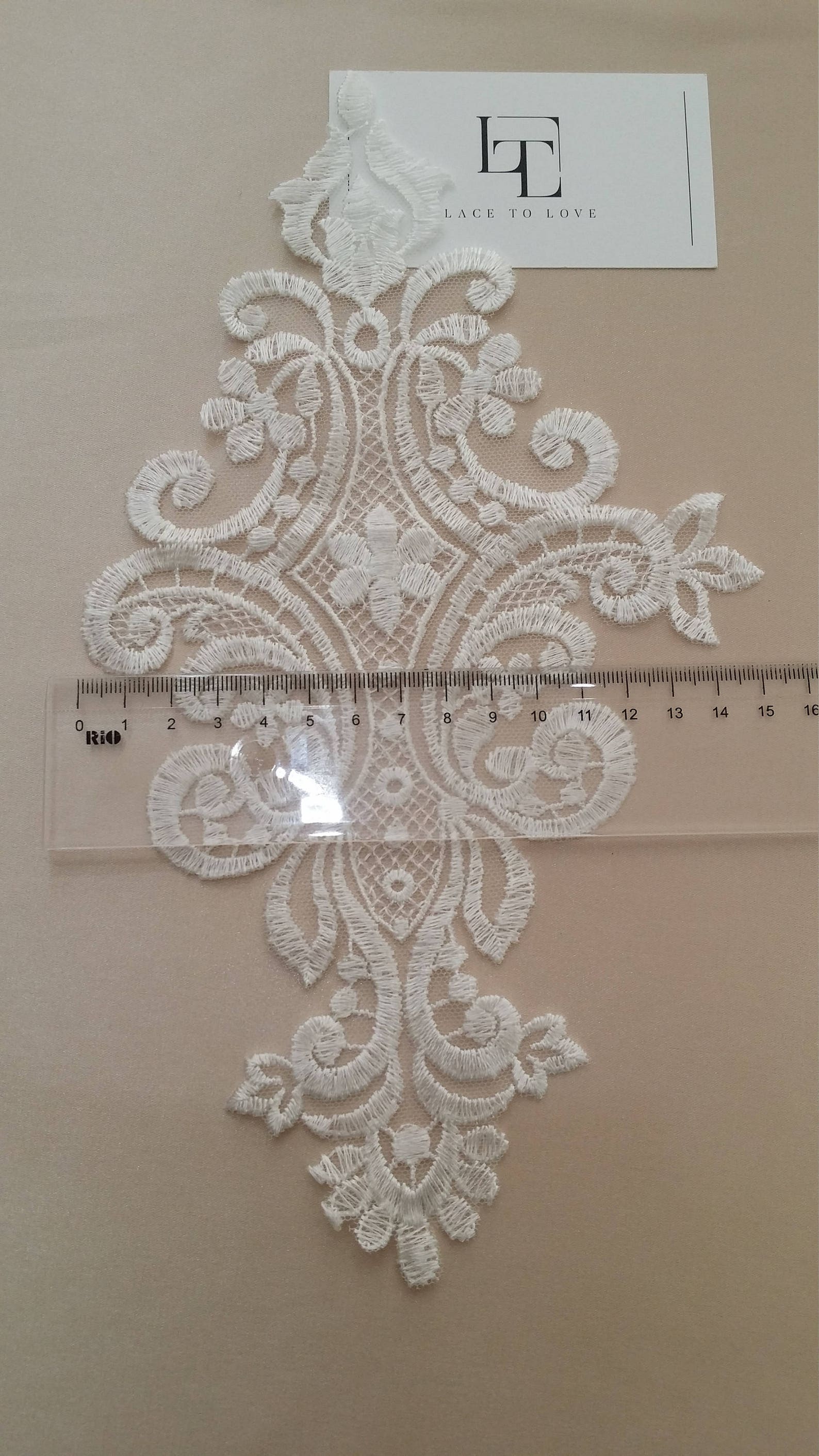 Ivory Lace Applique, Ivory Lace, French Chantilly Lace Applique, 3D ...