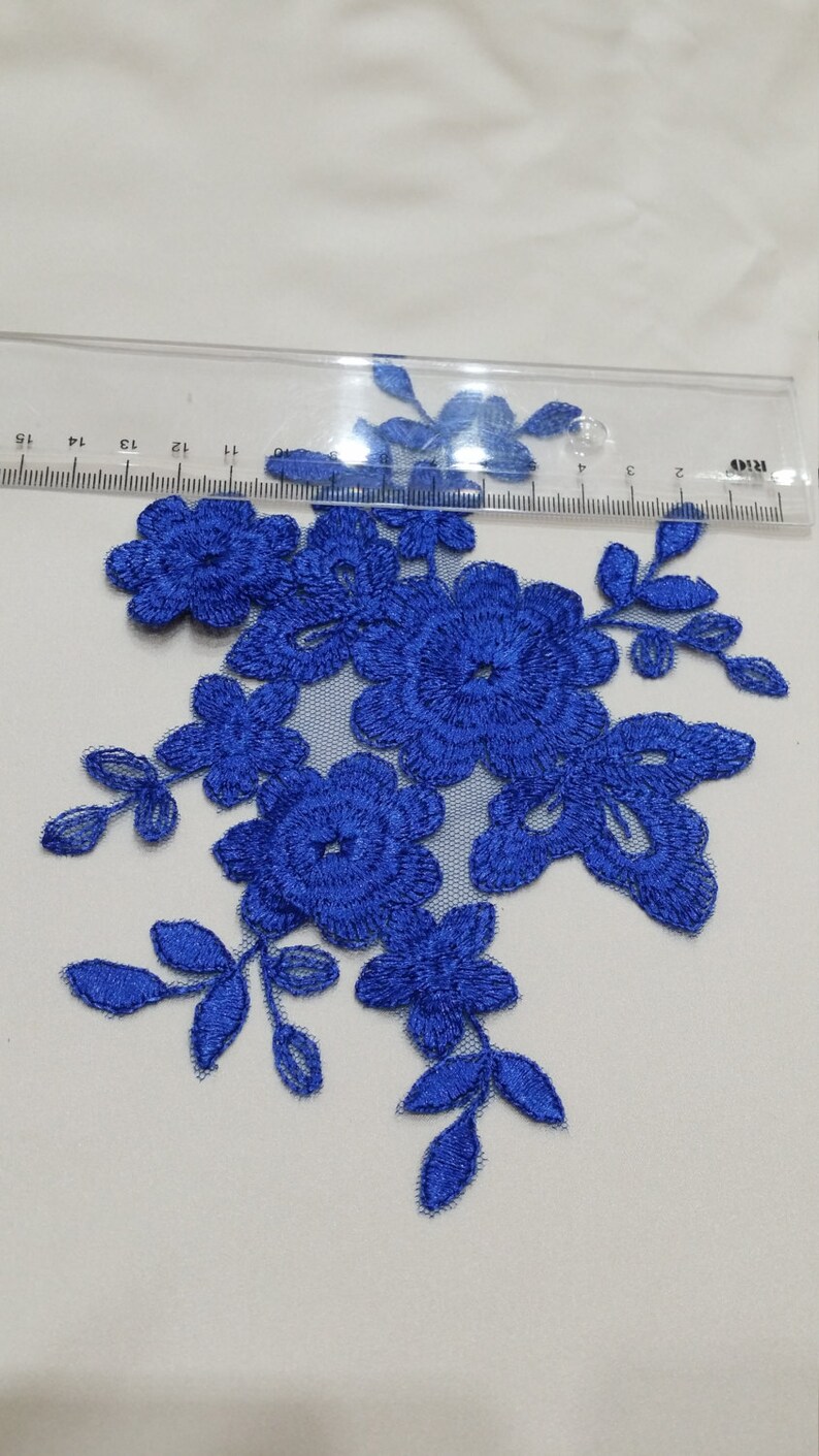 Royal Blue Applique, French Chantilly Lace Applique, 3D Bridal Lace ...
