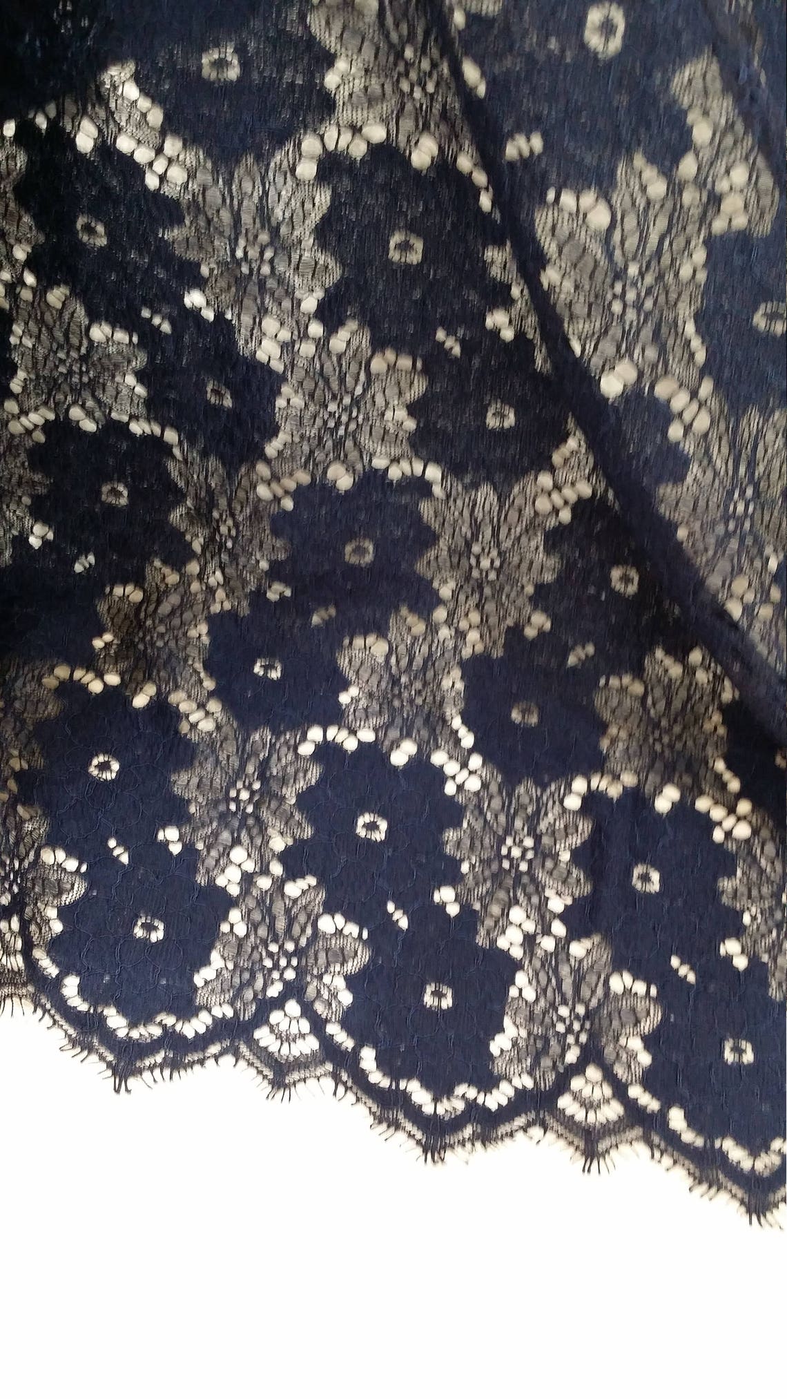 Blue Lace Fabric Navy Blue Lace Chantilly Lace Bridal Lace - Etsy