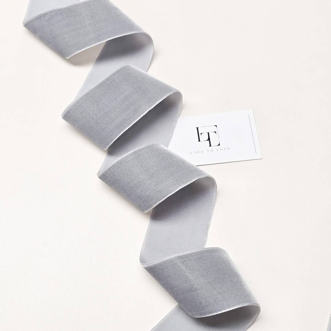 Gray Velvet Ribbon Sold per Meter, Grey Wreath Velvet Ribbon, Velvet ...
