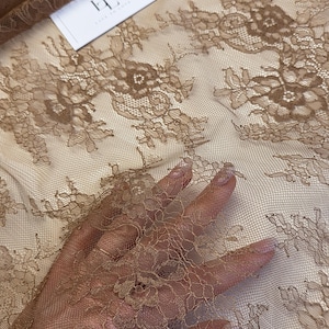 Brown Lace Fabric, Chocolate Brown Color French Chantilly Lace Cloth ...