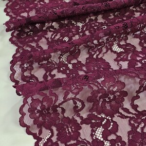 Wine Red Guipure Lace Fabric Sold by the Yard, Burgundy Spanish Lace ...