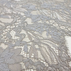 Gray Lace Fabric Guipure Lace, Alencon Lace, Scalloped Eyelash Lace ...