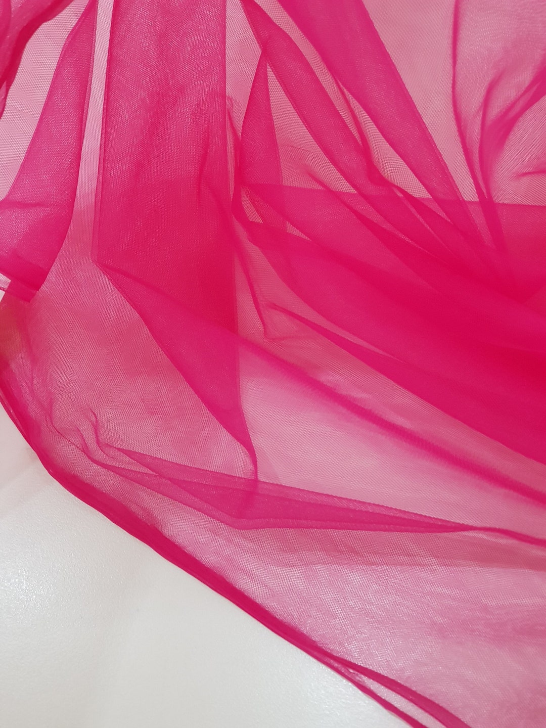 Bright Pink Delicate Tulle Fabric, 59" (150 Cm) Wide, See-through Tulle ...