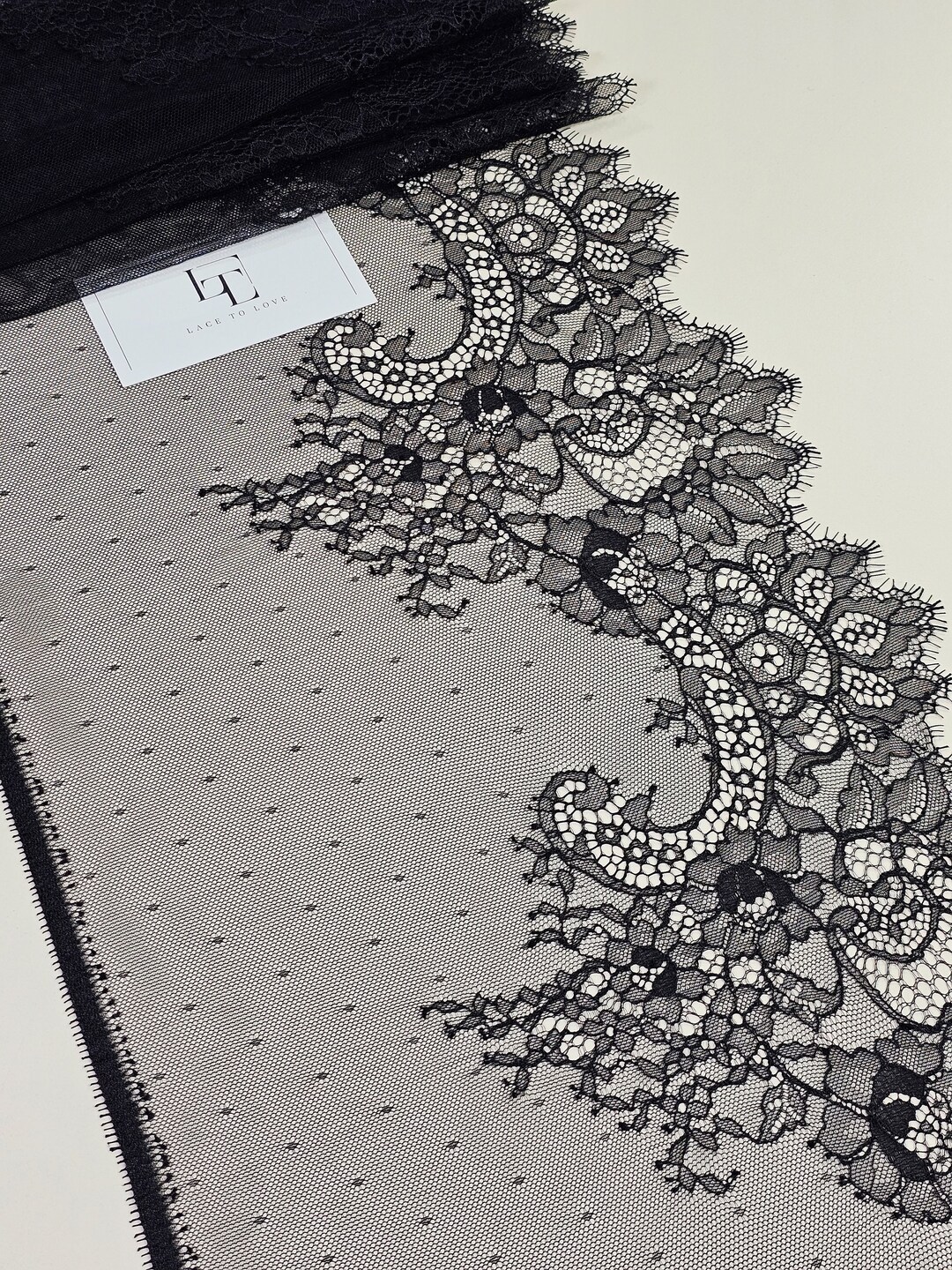 Black Delicate French Chantilly Lace Trimming by the Yard, Black Lace ...