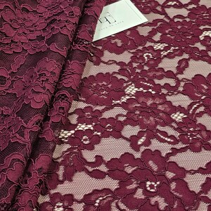 Wine Red Guipure Lace Fabric Sold by the Yard, Burgundy Spanish Lace ...