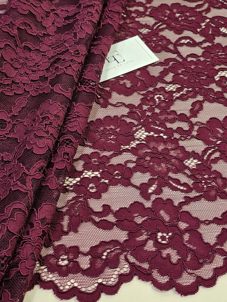 Wine Red Guipure Lace Fabric Sold by the Yard, Burgundy Spanish Lace ...
