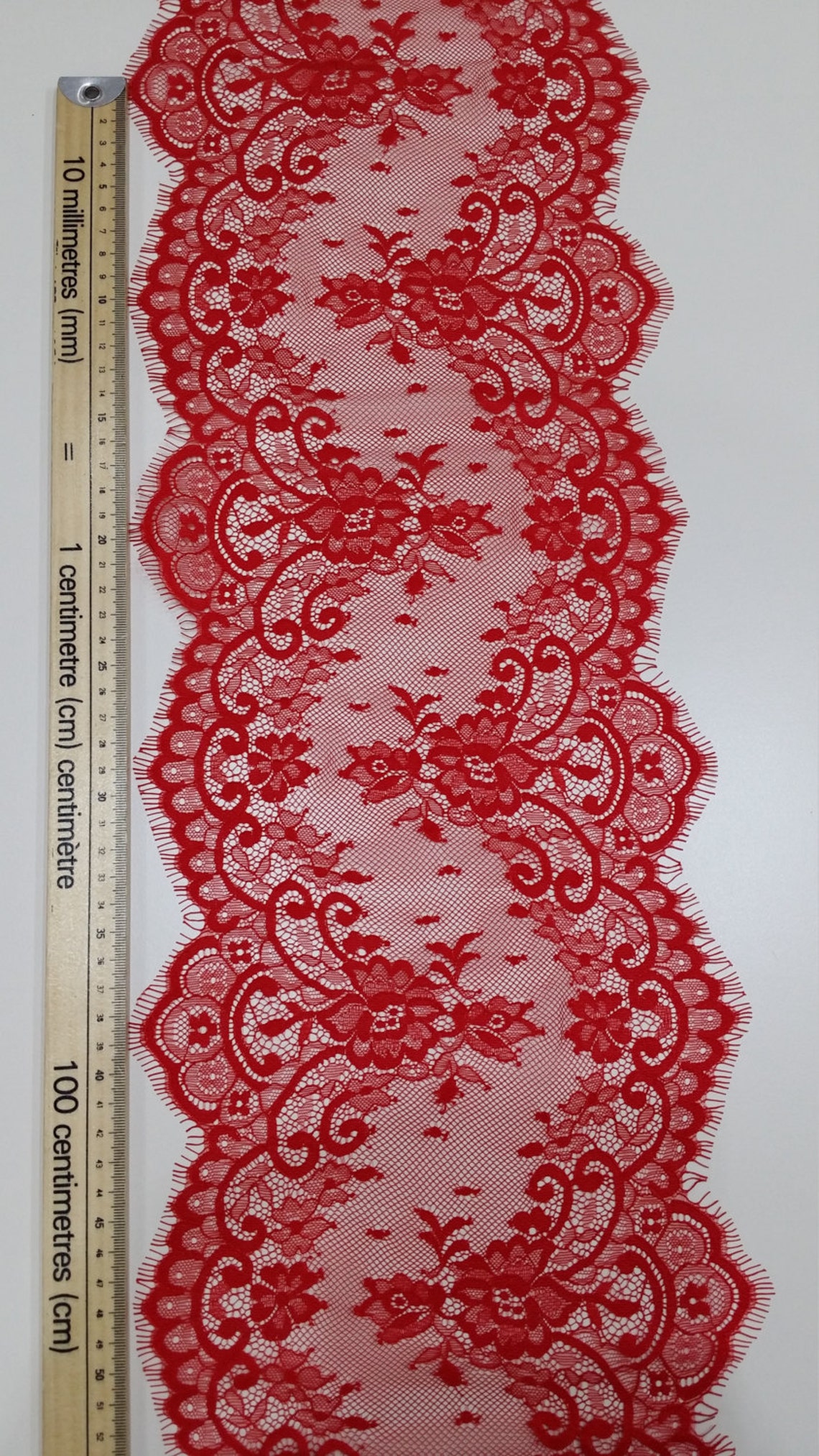 Red Lace Trim Chantilly Lace French Lace Wedding Lace | Etsy
