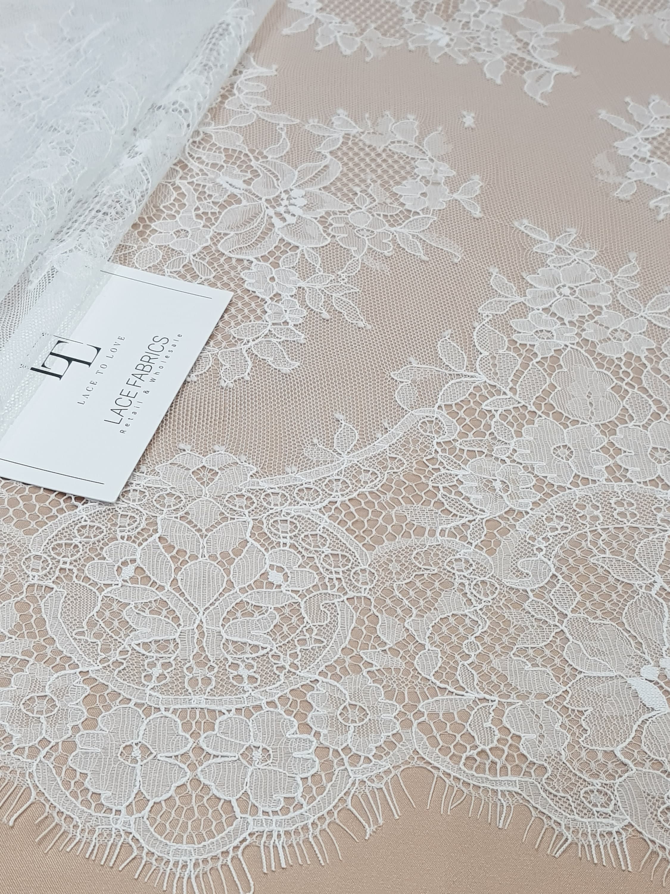 Off White Lace Fabric French Lace Chantilly Lace Bridal | Etsy