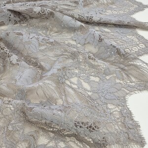Gray Lace Fabric Guipure Lace, Alencon Lace, Scalloped Eyelash Lace ...