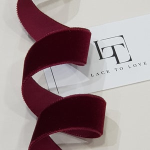Dark Red Velvet Ribbon by the Yard, Narrow Velvet Ribbon, Velvet Fabric ...