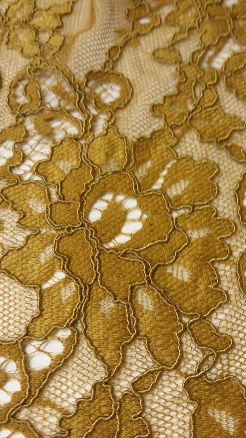 Brown Lace Fabric by the Yard Spanish Lace Alencon Lace | Etsy
