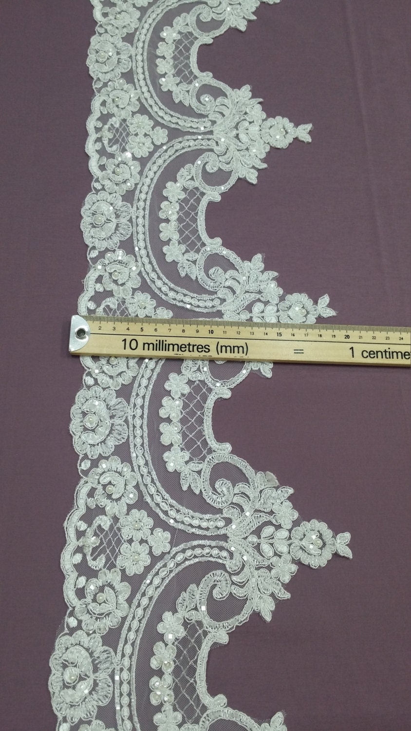 Beaded Ivory Lace Trimming Sequin Lace Trim Pearl Lace | Etsy