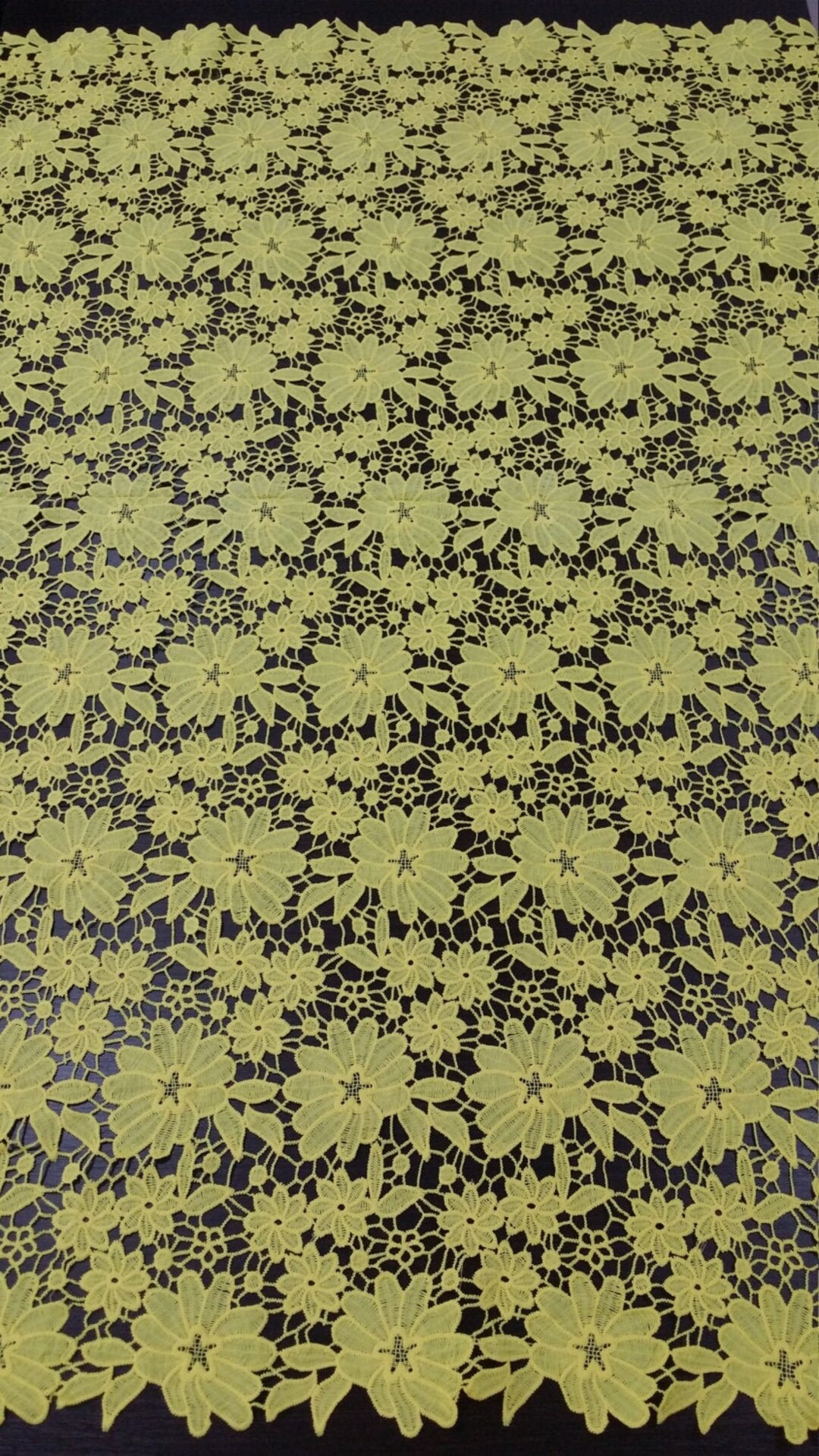 Yellow Lace Fabric, French Lace, Alencon Lace, Bridal Gown Lace ...