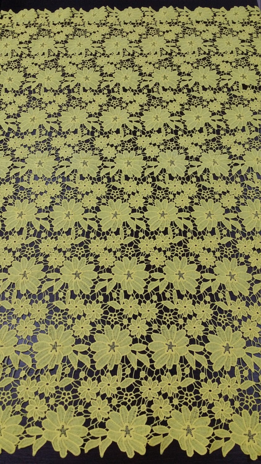 Yellow Lace Fabric French Lace Alencon Lace Bridal Gown - Etsy