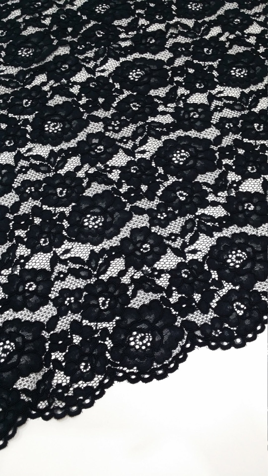 Black Lace Fabric by the Yard, French Lace, Embroidered Lace, Wedding ...