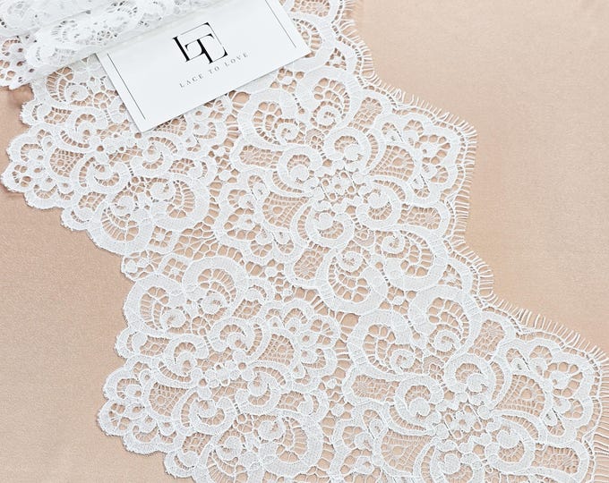 White Guipure Lace Edging, Pure White Spanish Alencon Lace Trim, Snow ...
