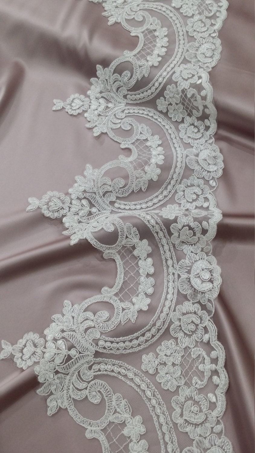 Ivory Lace Trimming by the Yard, French Lace, Alencon Lace, Bridal Gown ...