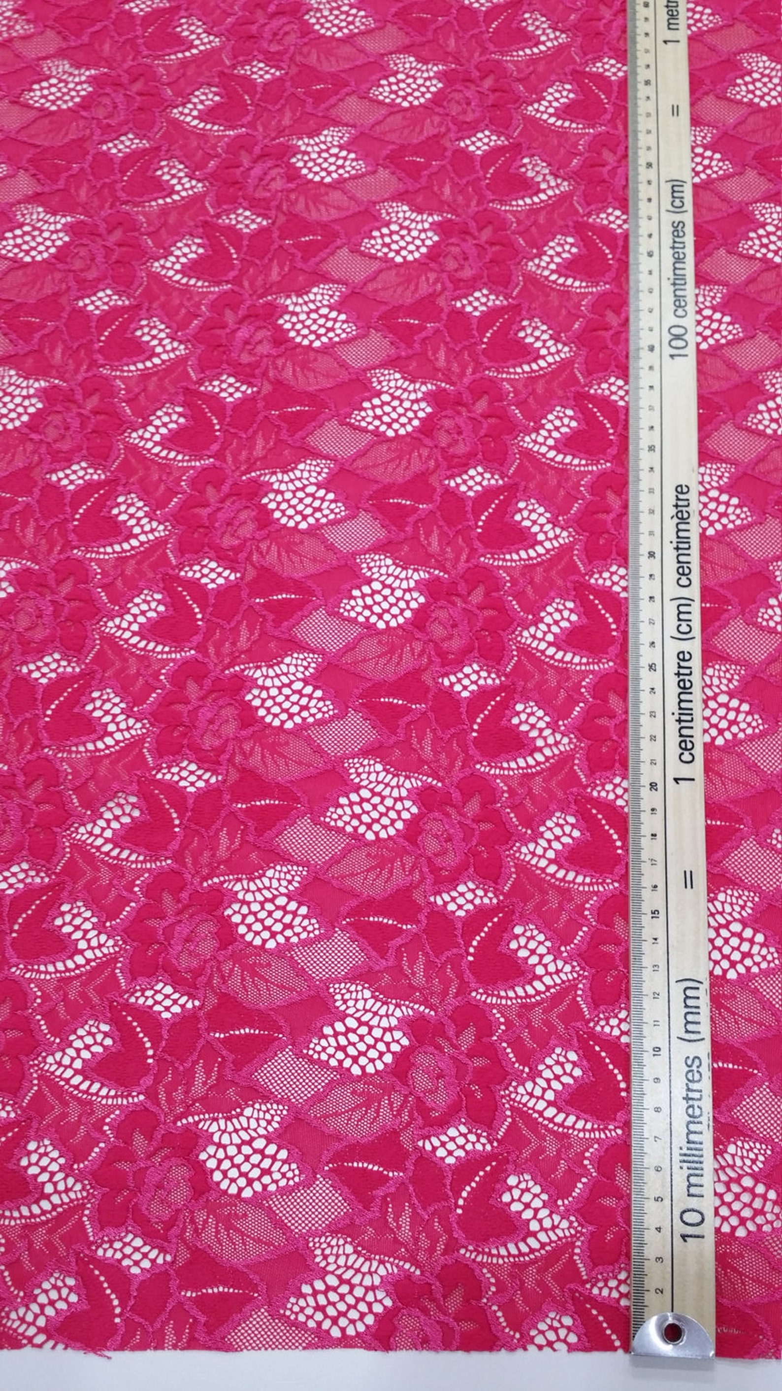 Pink Stretch Lace Fabric by the Yard France Lace Chantilly - Etsy