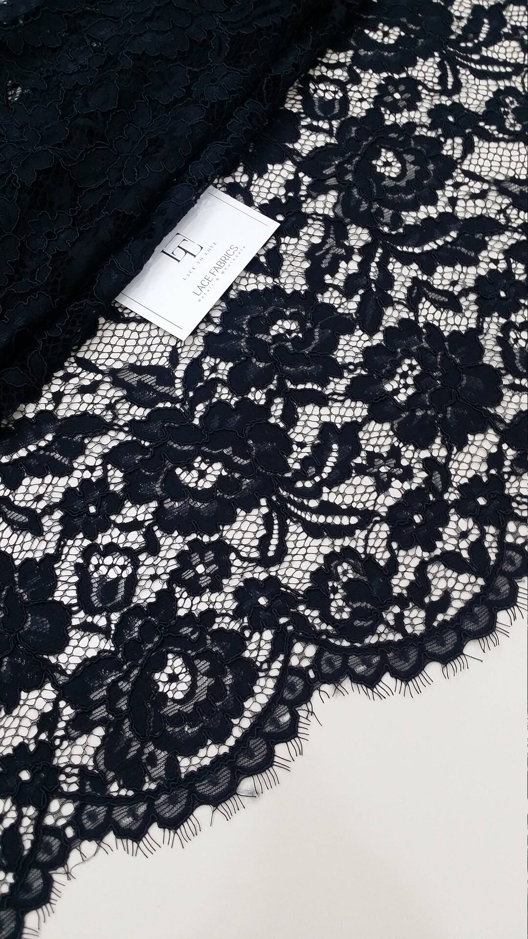 Black Lace Fabric by the Yard, France Lace, Alencon Lace, Bridal Lace ...