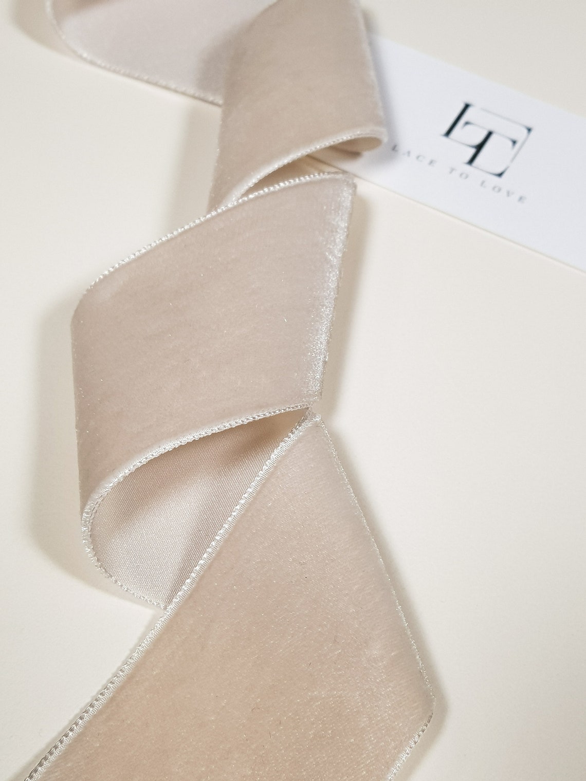 Beige Velvet Ribbon by the Yard, Narrow Velvet Ribbon, Velvet Fabric ...