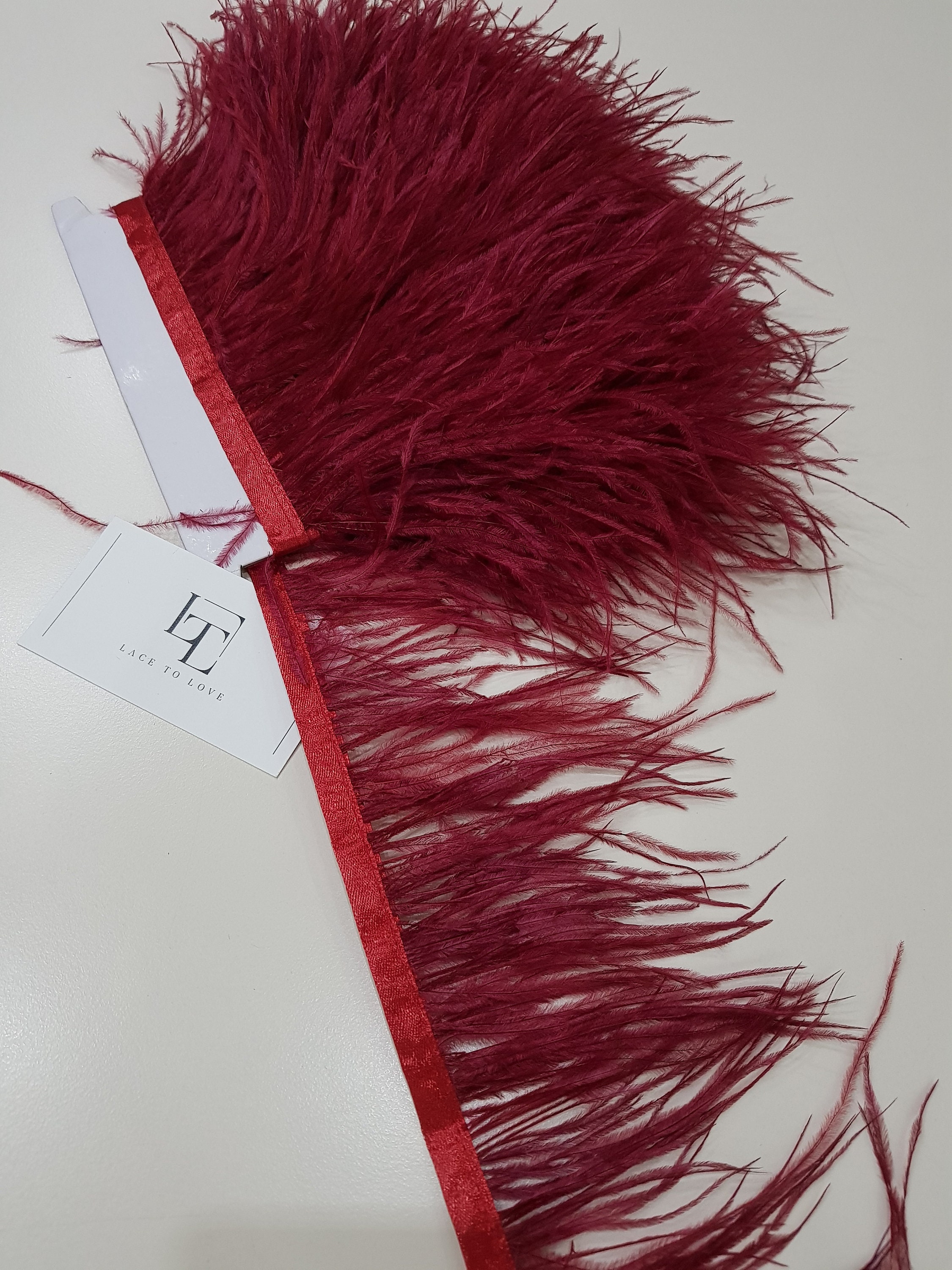 Burgundy Ostrich Feather Fringe feather Trimming With | Etsy