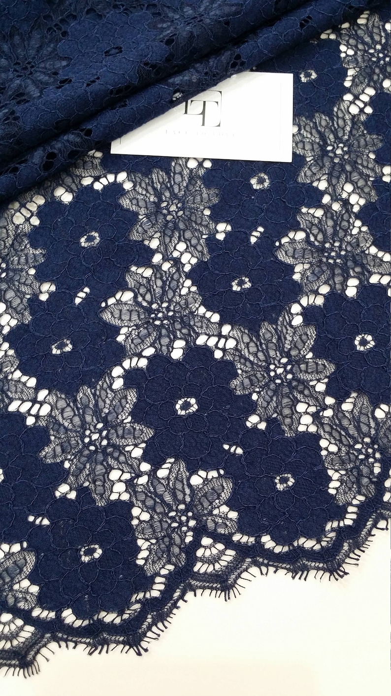 Blue Lace Fabric Navy Blue Lace Chantilly Lace Bridal Lace - Etsy India