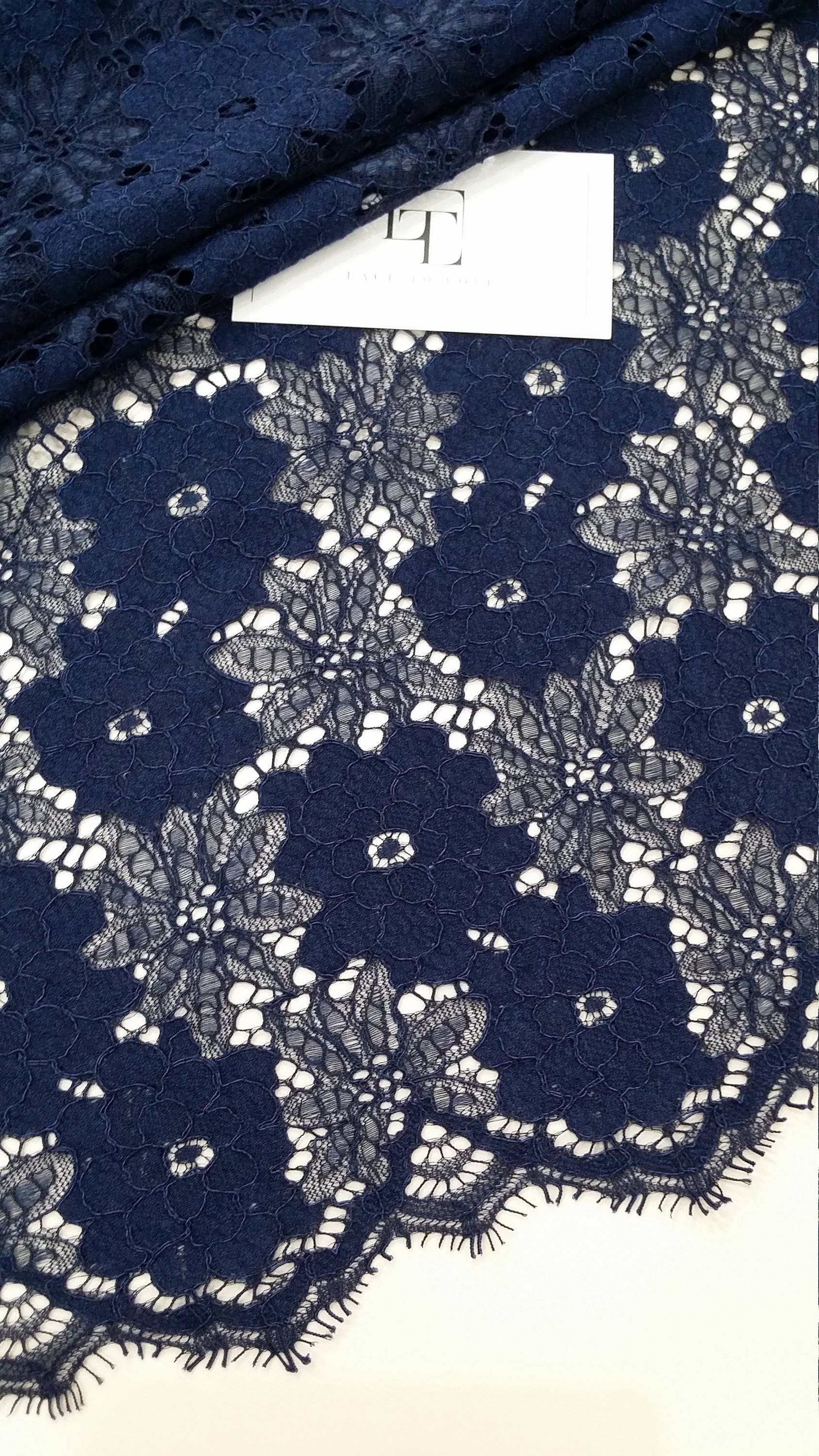 Blue Lace Fabric Navy Blue Lace Chantilly Lace Bridal Lace | Etsy