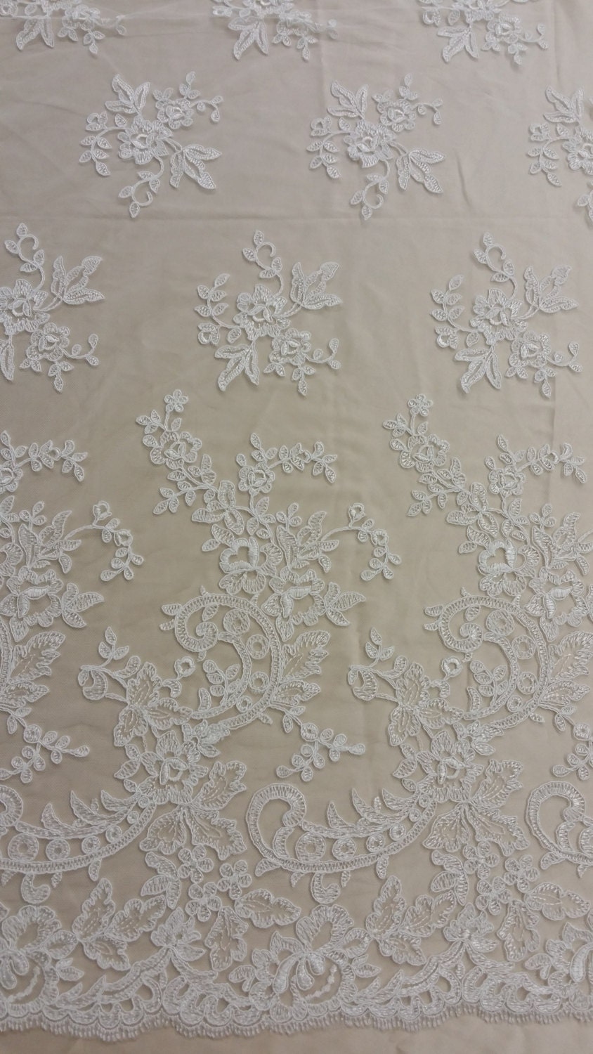 Ivory Lace Fabric Embroidered Lace French Lace Wedding - Etsy