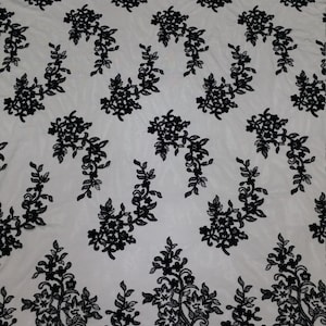 Black Lace Fabric by the Yard, France Lace, Alencon Lace, Bridal Lace ...