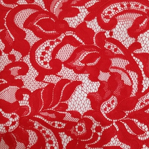 Red Lace Fabric, French Lace, Chantilly Lace, Wedding Lace, Bridal Lace ...