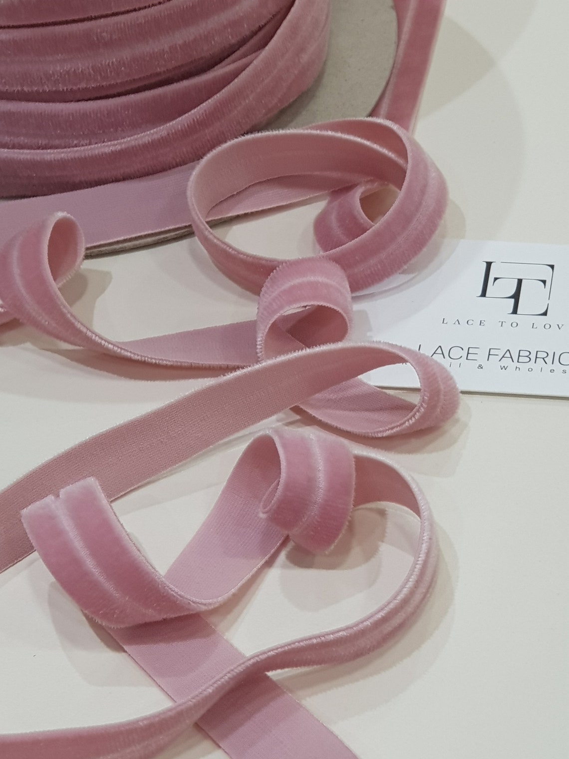 Pink Elastic Velvet Ribbon by the Yard, Wide Velvet Ribbon Pink, Velvet ...