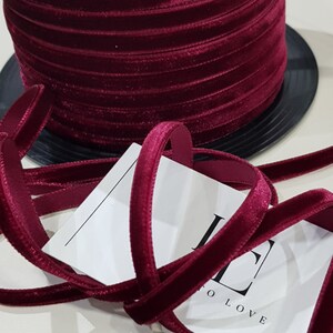 Dark Red Velvet Ribbon by the Yard, Narrow Velvet Ribbon, Velvet Fabric ...