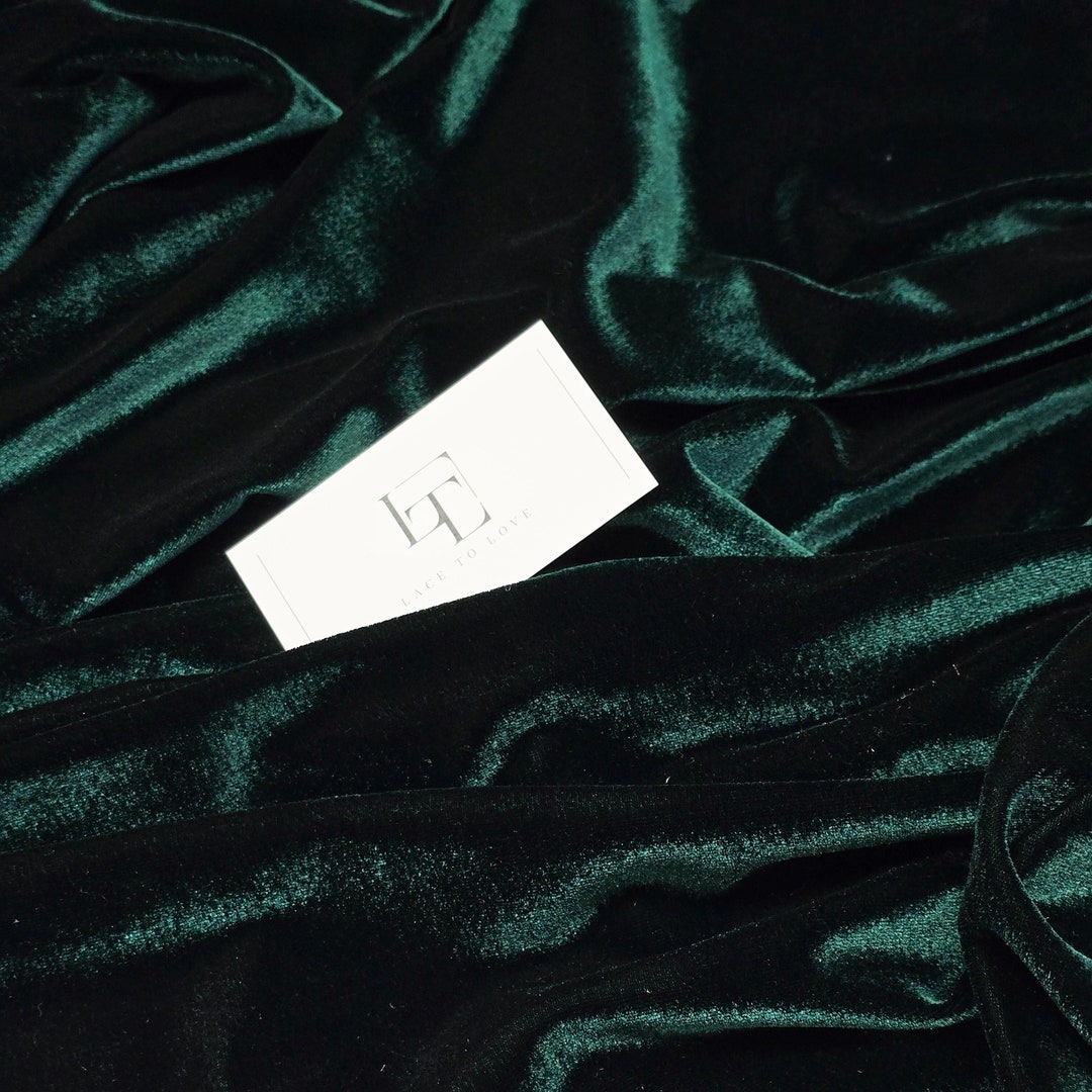 Emerald Green Stretch Velvet Fabric Sold per Meter. Smooth Elastic ...