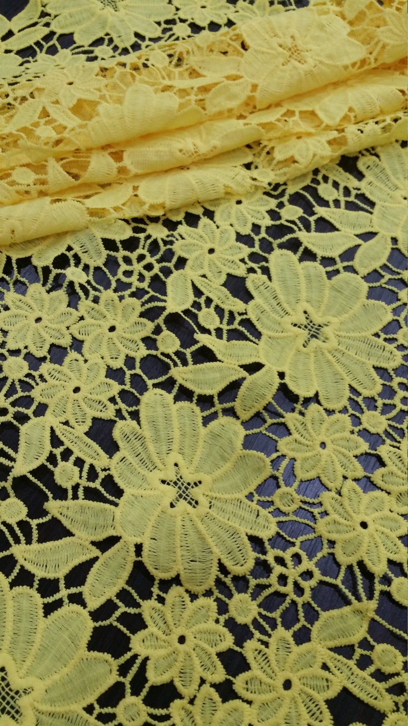 Yellow Lace Fabric French Lace Alencon Lace Bridal Gown - Etsy