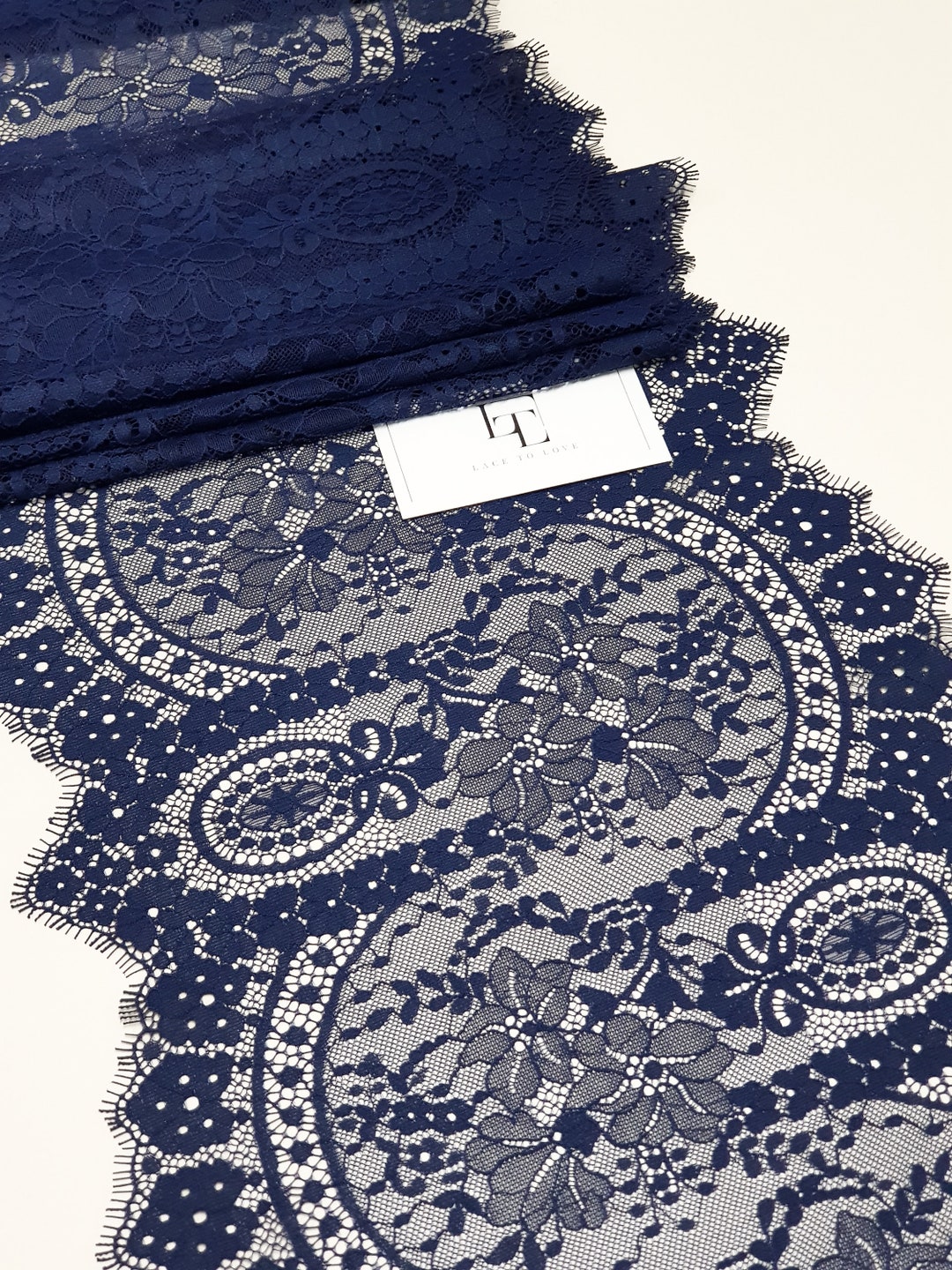 Navy Blue Lace Trim, French Lace, Chantilly Lace, Bridal Lace ...